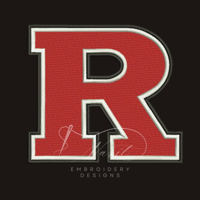 R Text Embroidery Designs - Digital Download for Machine Embroidery , 6 ...
