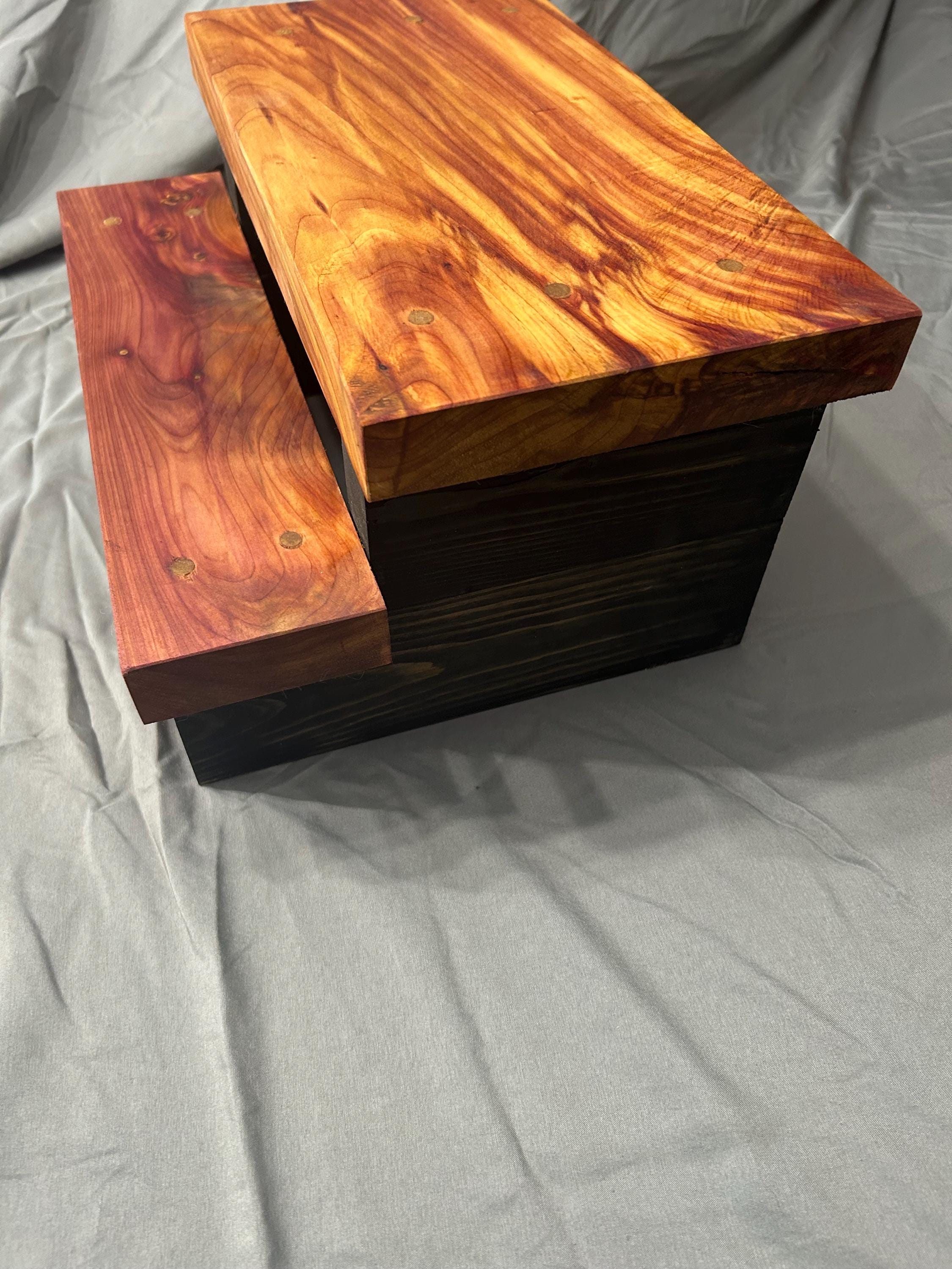 Handcrafted Cedar Two-tier Step Stool | Rustic Wood Plant Stand | Multi ...
