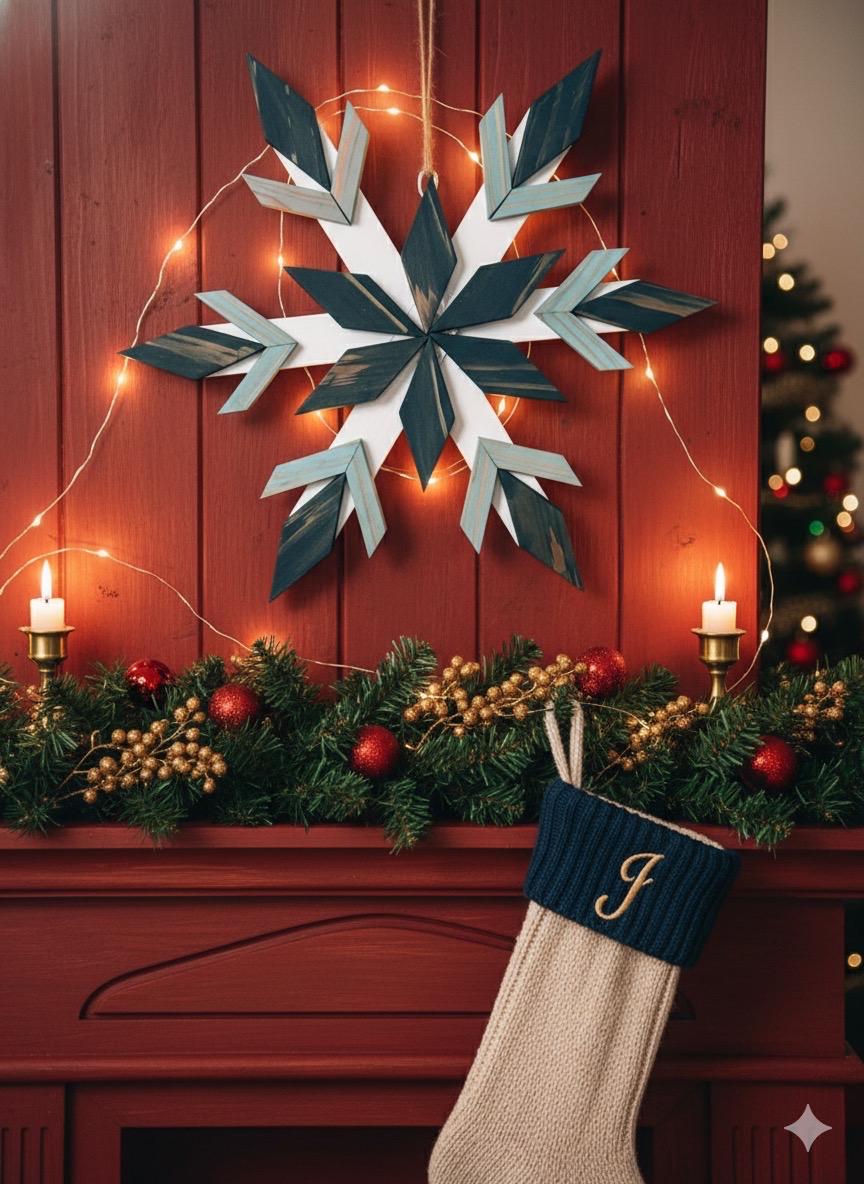 Unique Wood Snowflake Wall Art | Handcrafted Cedar Decor - Etsy