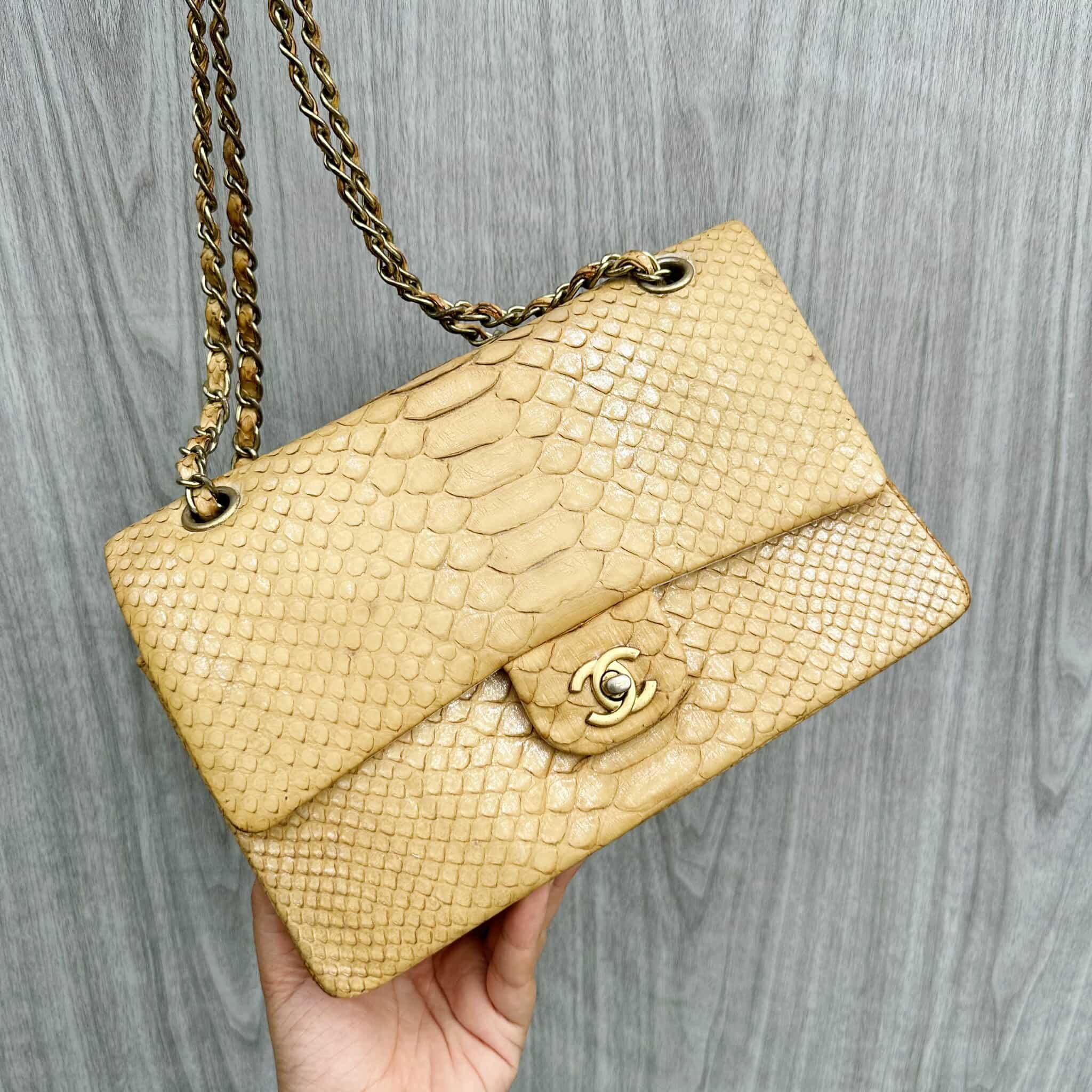 Vintage Chanel Phyton Double Flap Bag - Etsy