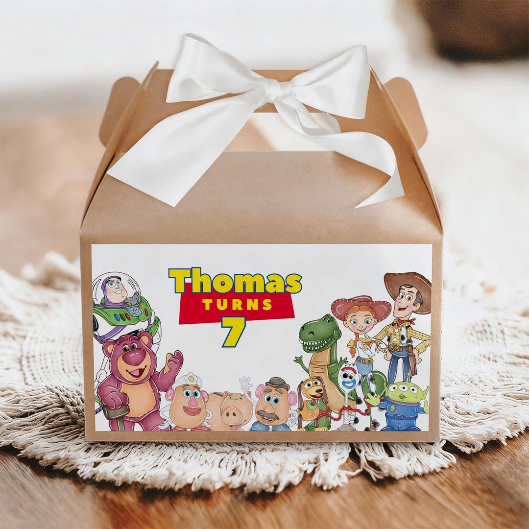 Editable Toy Story Gable Box Label, Woody Buzz Jessie Favor Sticker ...
