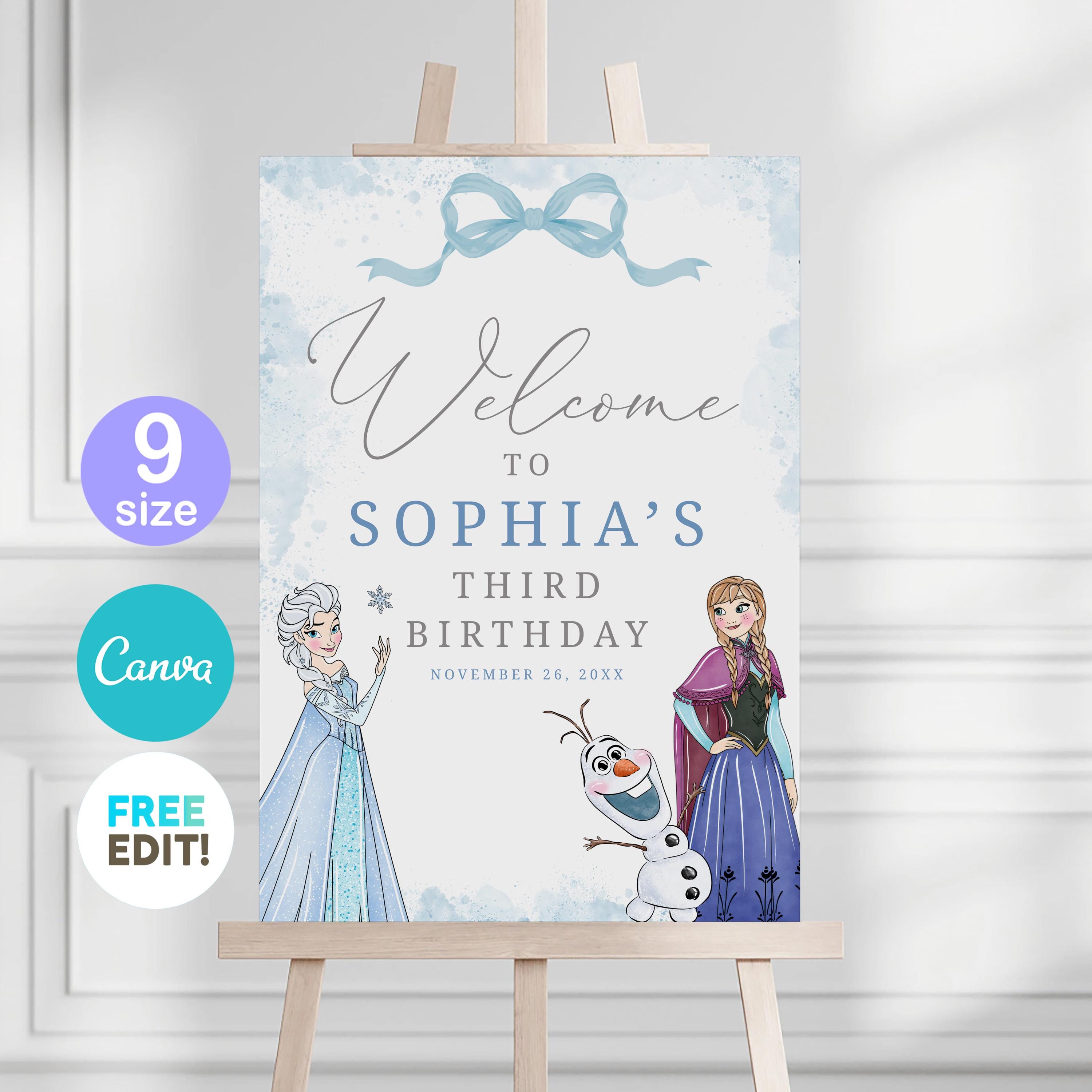 Frozen Theme Birthday Welcome Sign, Editable Template - Etsy
