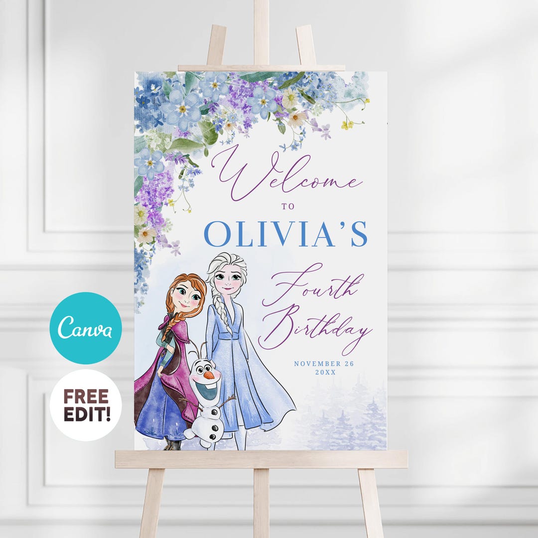 Frozen Birthday Welcome Sign | Elsa, Anna Party Decor (digital Download ...