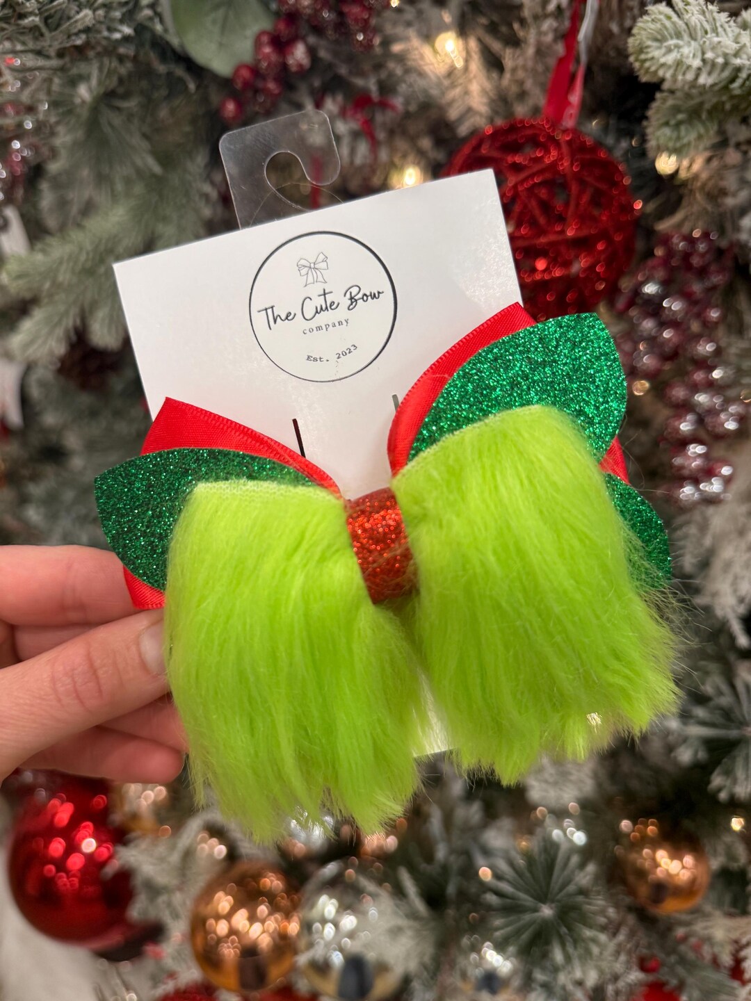 Grinch Christmas Girl Hair Bow - Etsy