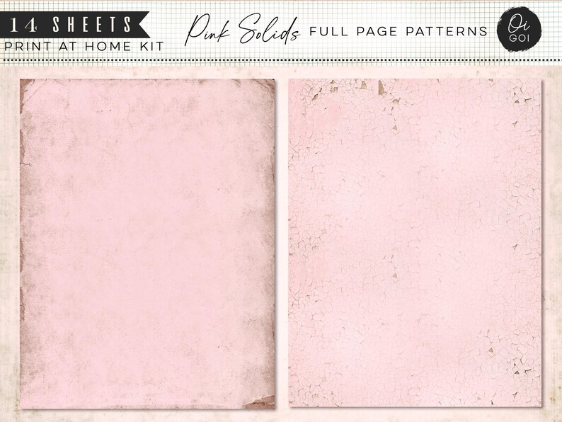 Vintage Pink Printable Paper Pack, Textured Basic Scrapbook Papers ...