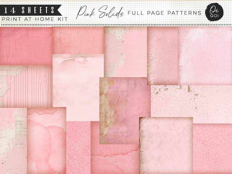 Vintage Pink Printable Paper Pack, Textured Basic Scrapbook Papers ...