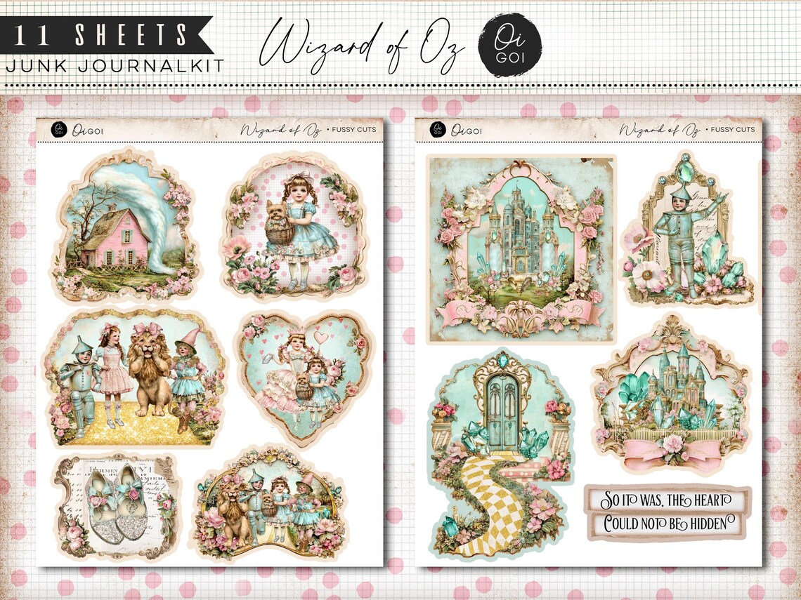 Vintage Wizard of Oz Junk Journal Kit, Fairytale Playing Cards, Fantasy ...