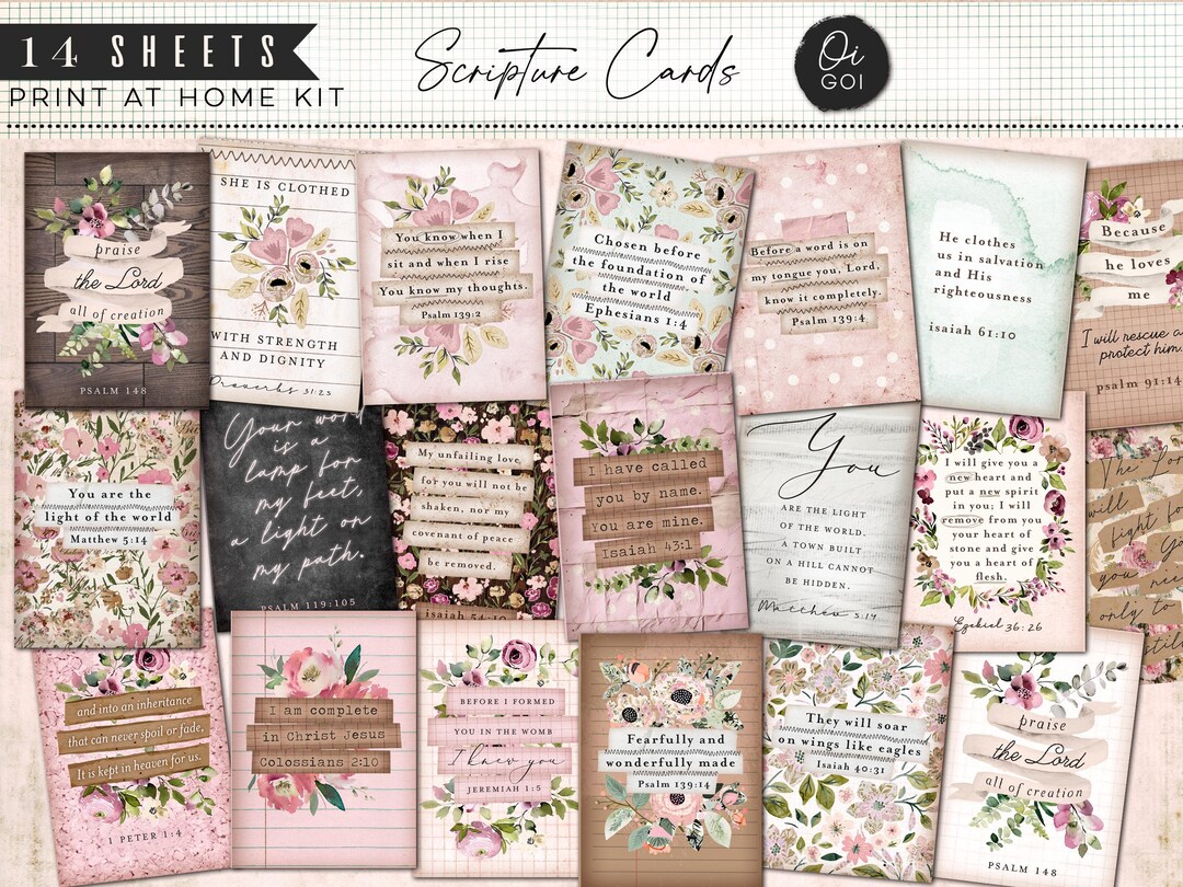 Floral Bible Verse Printable, Scripture Printables, Passage Cards, Junk ...