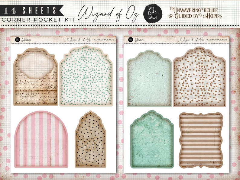Vintage Wizard of Oz Corner Pockets, Junk Journal Kit, Printable ...