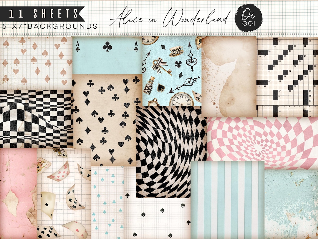 Alice in Wonderland Digital Paper Pack, Printable Junk Journal Kit ...