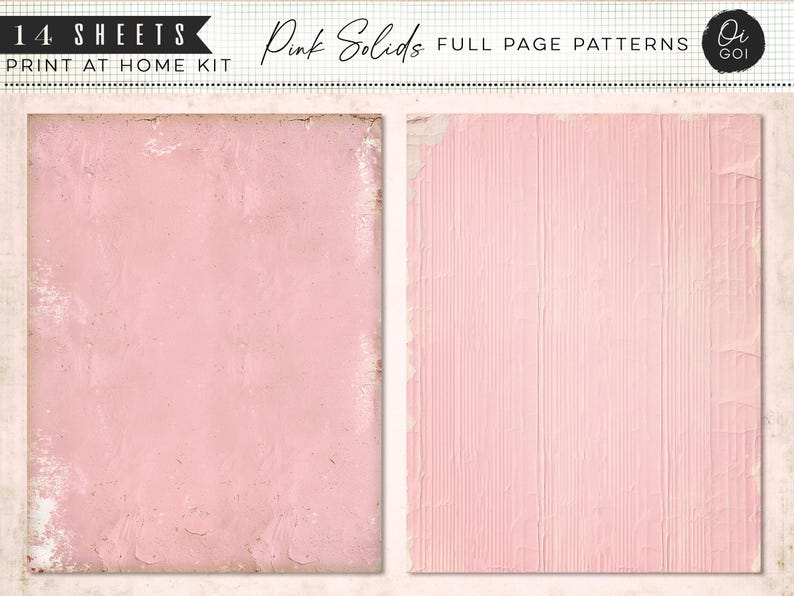 Vintage Pink Printable Paper Pack, Textured Basic Scrapbook Papers ...