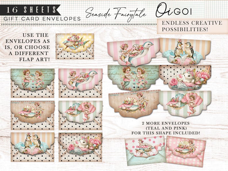 Vintage Mermaid Junk Journal Kit, Shabby Chic Summer, Shark Mermaid ...
