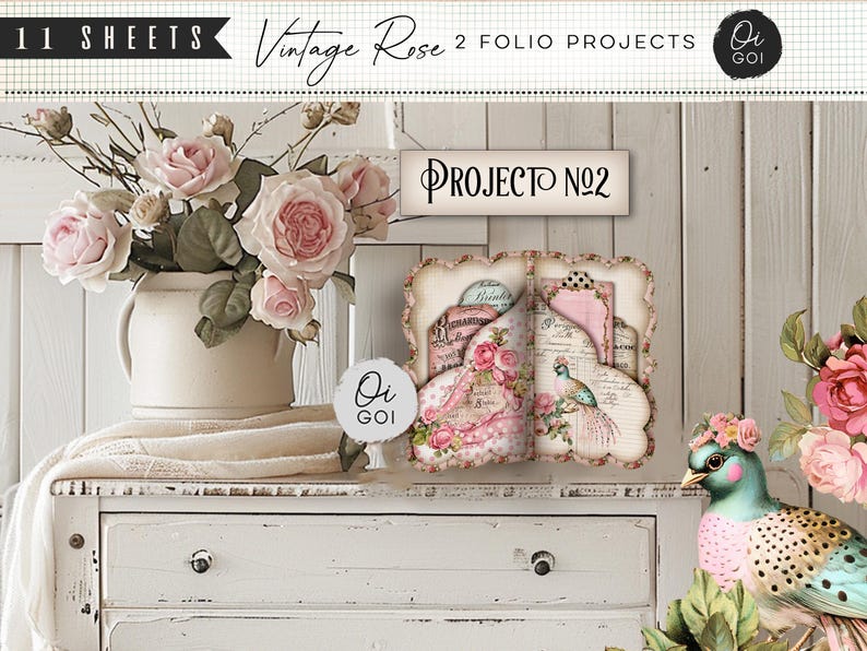 Vintage Rose Folio Project, Junk Journal Kit, Printable Pockets ...