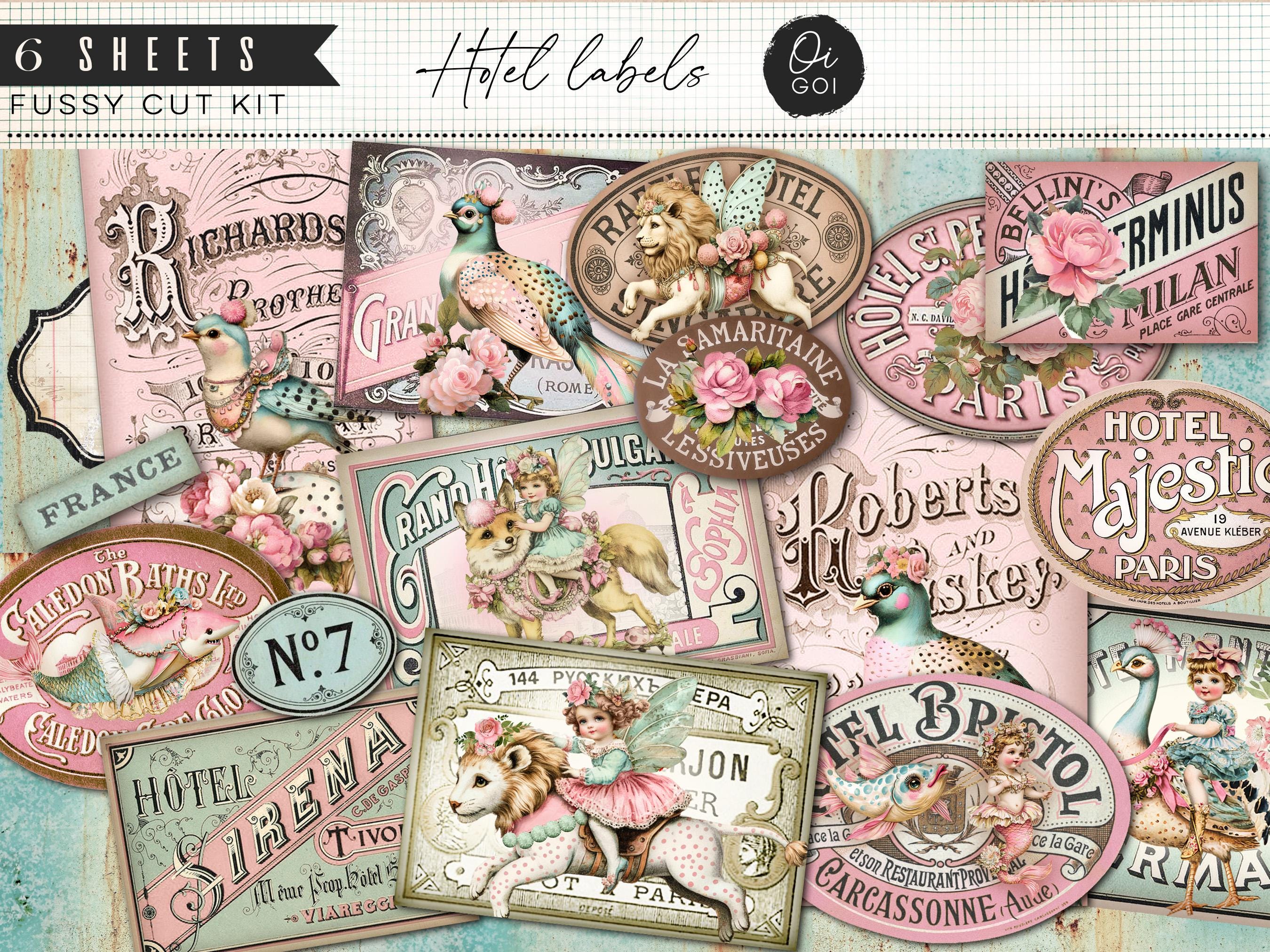 Vintage Perfume Labels Junk Journal Kit, Shabby Chic Pastel Labels ...