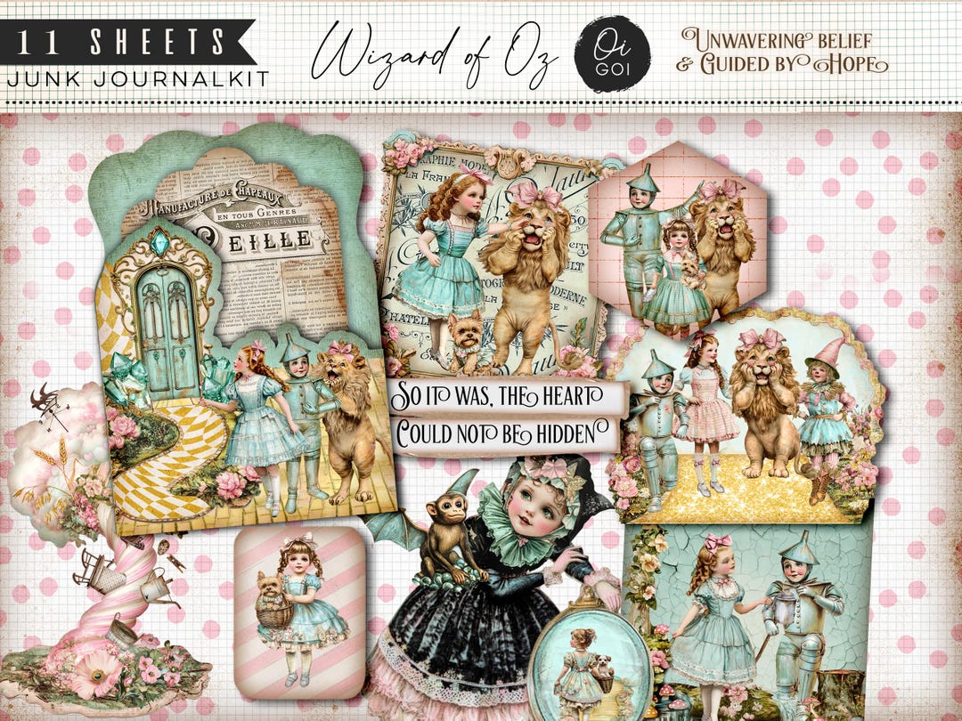 Vintage Wizard of Oz Junk Journal Kit, Fairytale Playing Cards, Fantasy ...
