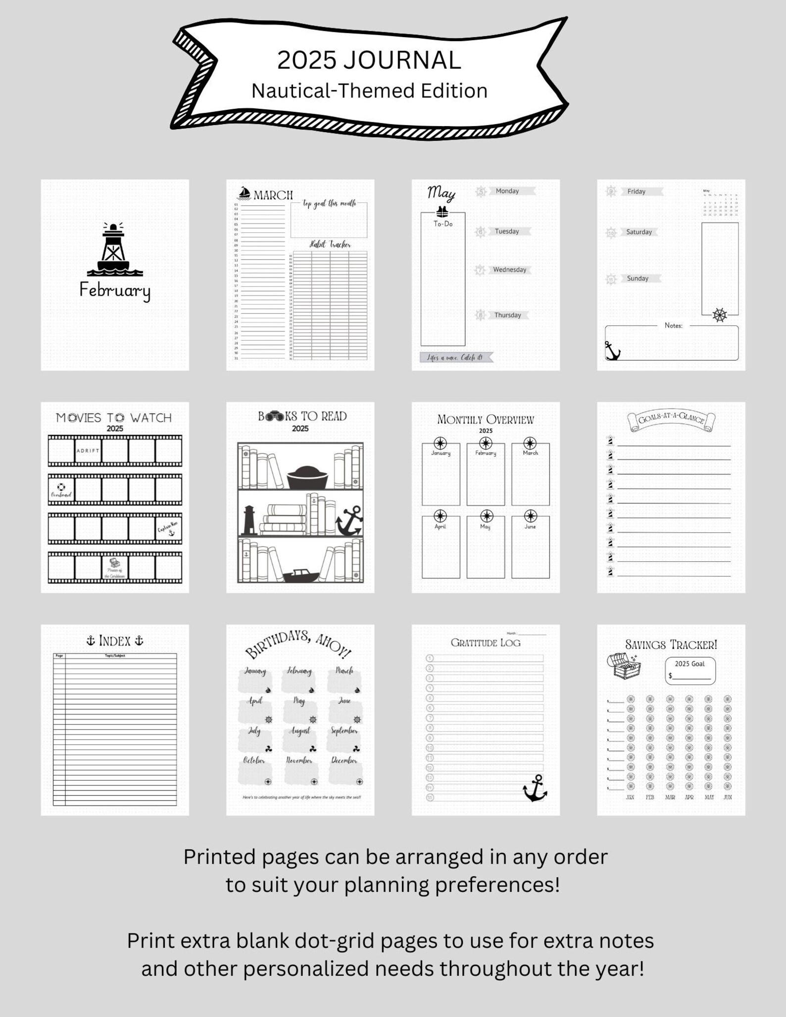 2025 Nautical Bullet Journal - 2025 Nautical Calendar - Digital Planner ...