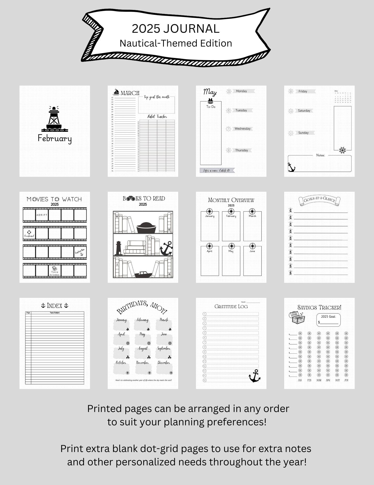 2025 Nautical Bullet Journal - 2025 Nautical Calendar - Digital Planner ...