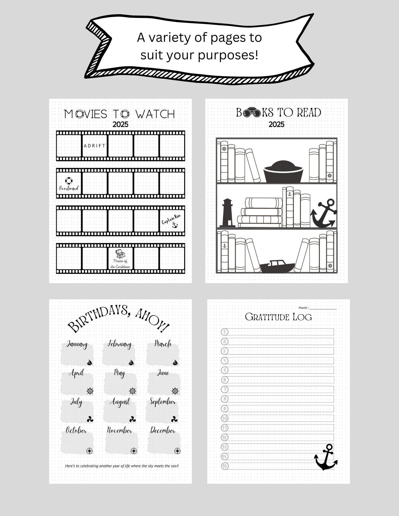2025 Nautical Bullet Journal - 2025 Nautical Calendar - Digital Planner ...
