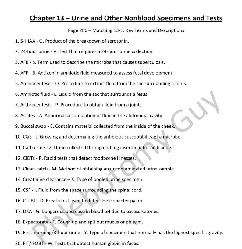 My Answers to Phlebotomy Essentials Workbook 8th Edition - Etsy