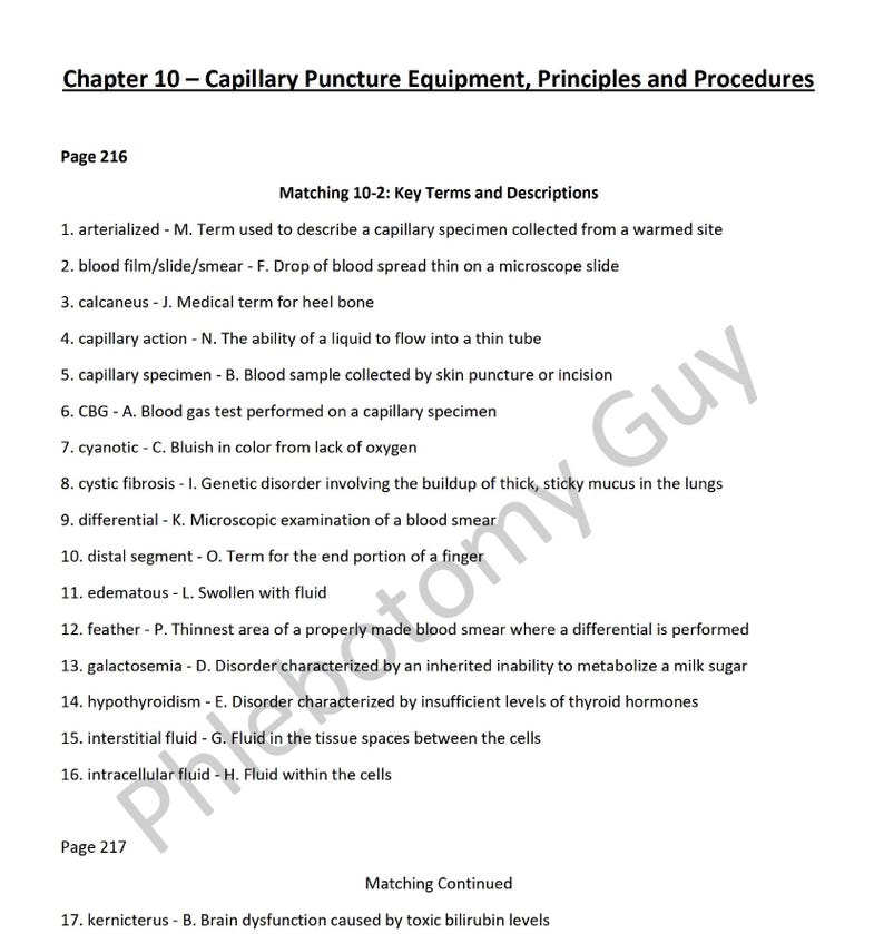 My Answers to Phlebotomy Essentials Workbook 8th Edition - Etsy