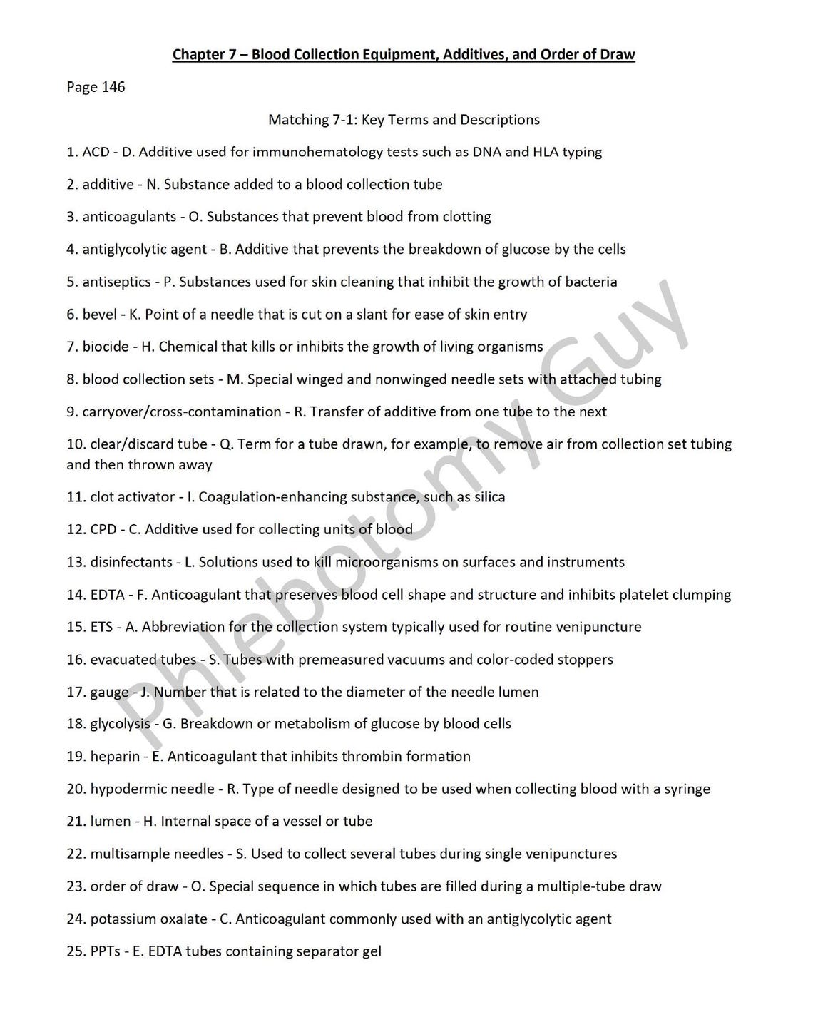 My Answers to Phlebotomy Essentials Workbook 8th Edition - Etsy