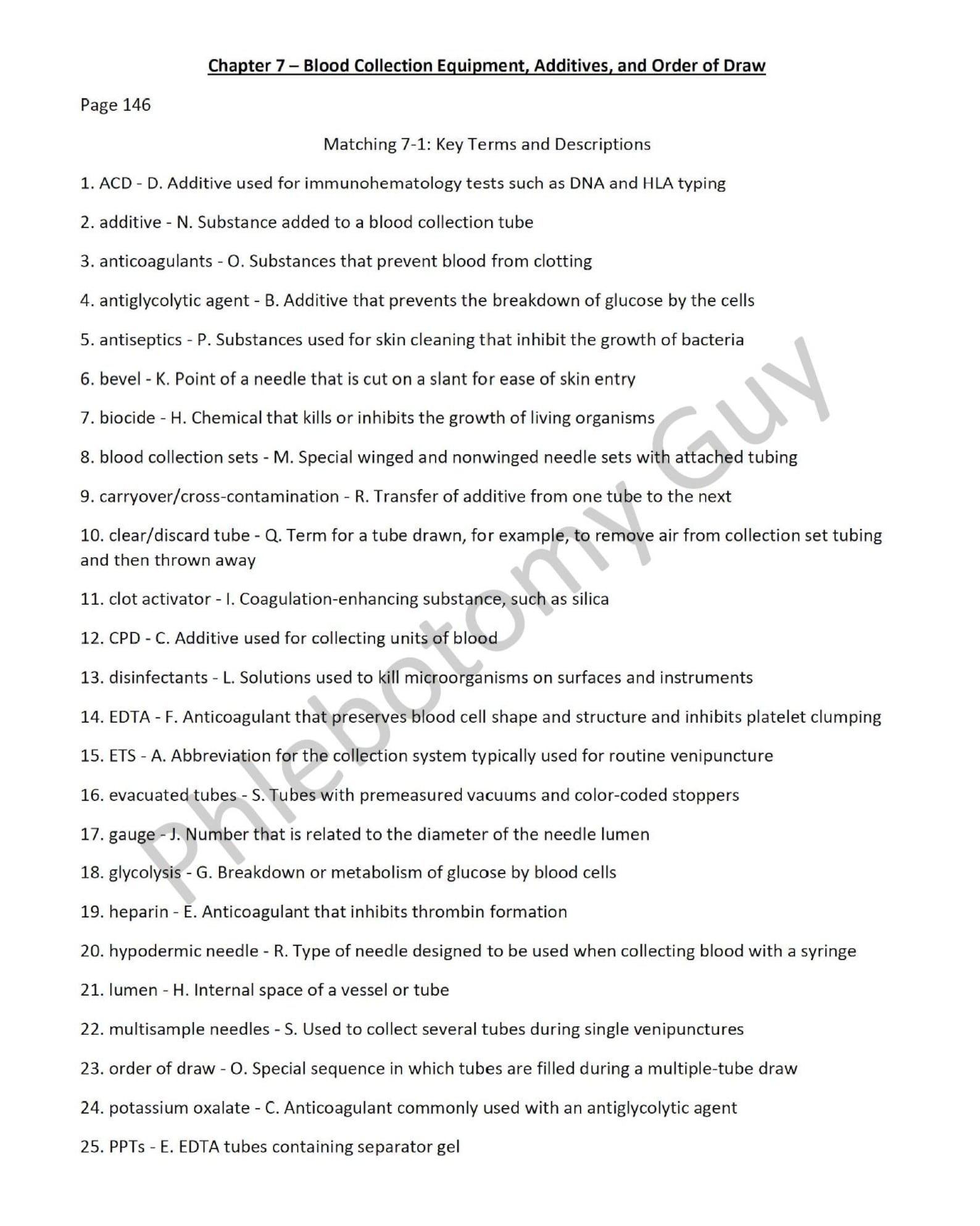 My Answers to Phlebotomy Essentials Workbook 8th Edition - Etsy