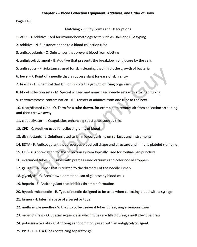 My Answers to Phlebotomy Essentials Workbook 8th Edition - Etsy