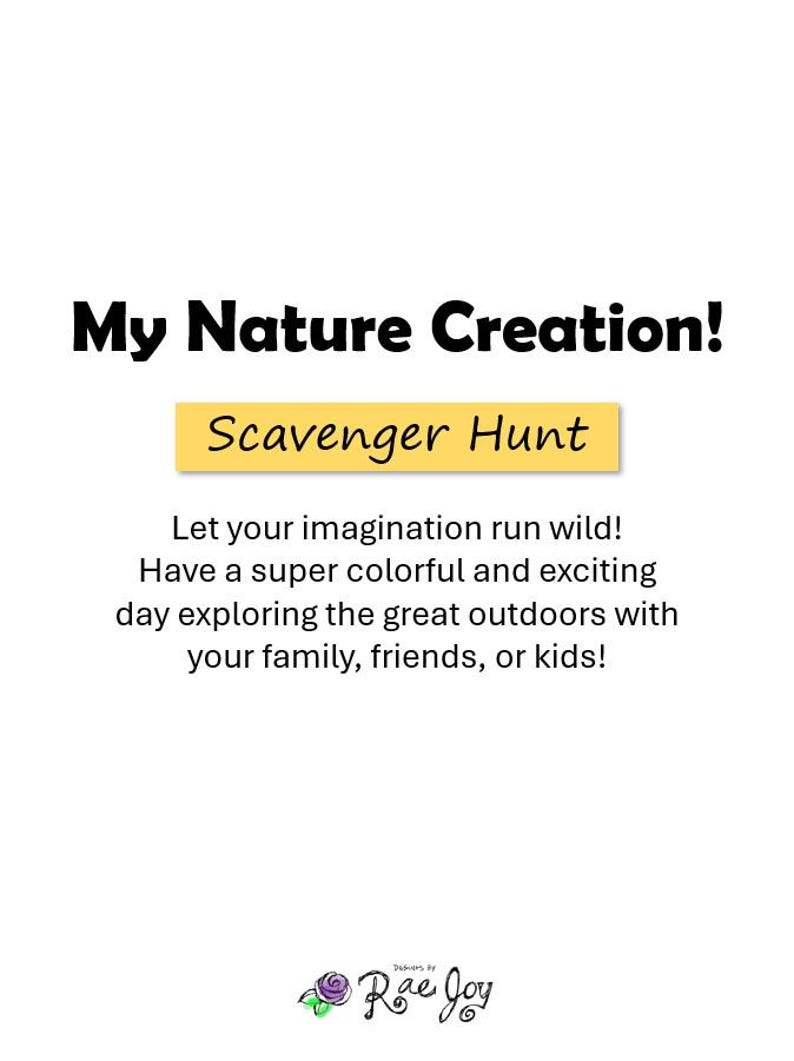 Scavenger Hunt! Outdoor Nature Walk Creation Activity / Game! - Etsy