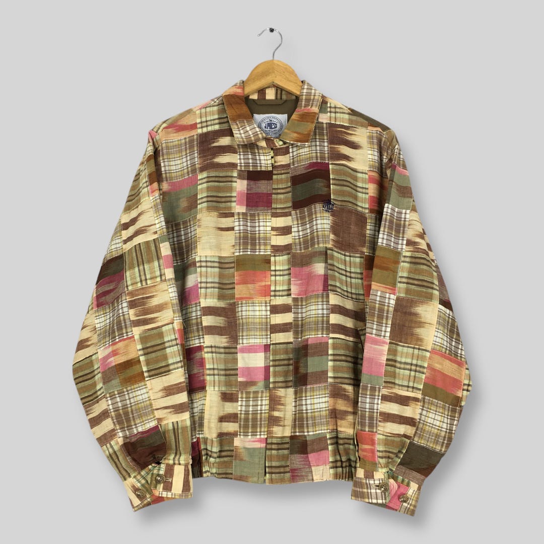 Vintage J. Press Patch Madras Zipper Jacket Large J Press Madras Patchwork Casual Jacket J Press ...
