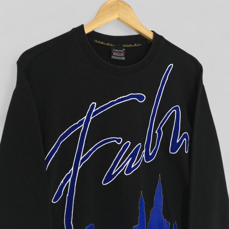 Vintage Y2K Fubu Sports Black Sweatshirt Xlarge Fubu Jeans Collection Spell Out Crewneck Fubu ...