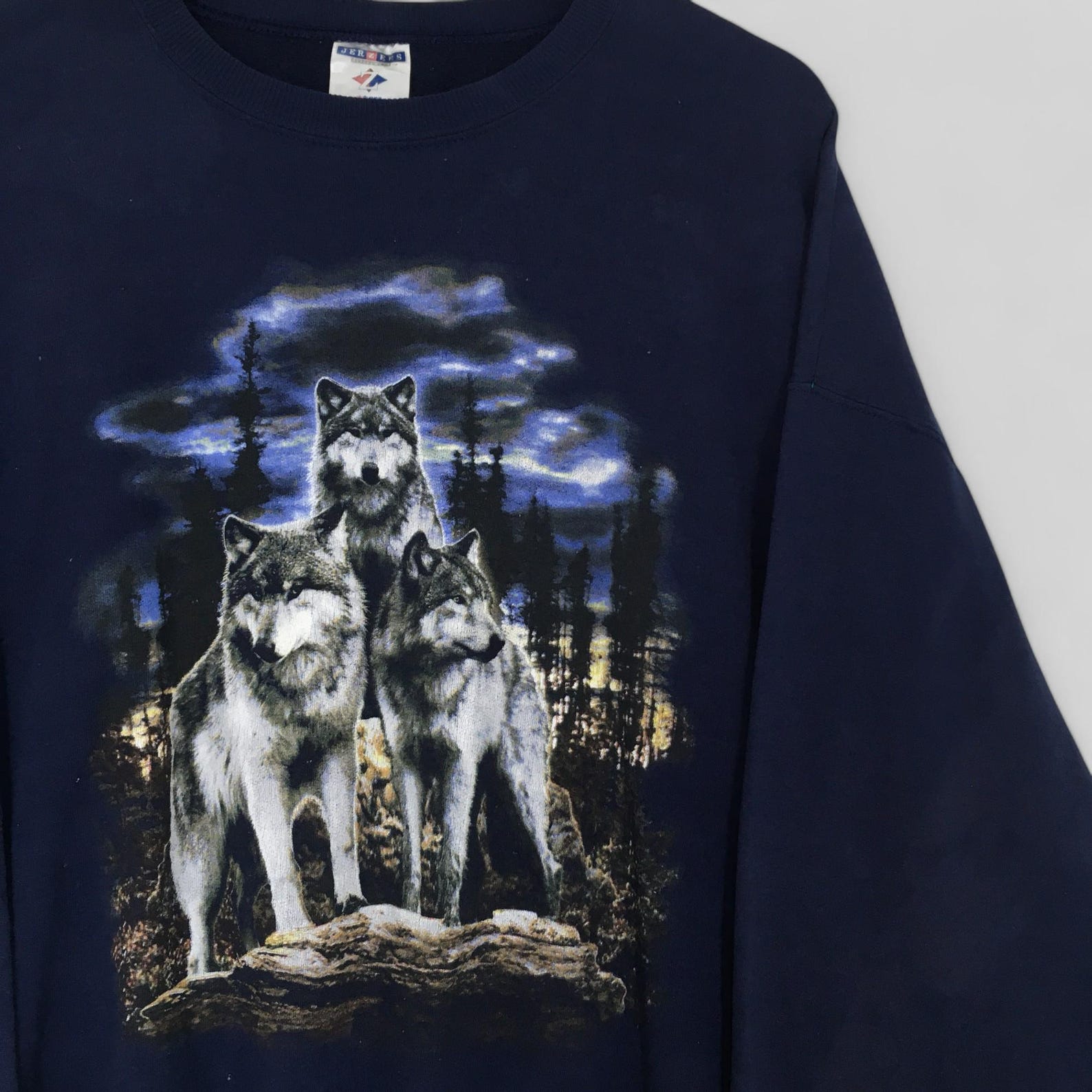 Vintage Y2K Wolves Wildlife Blue Sweatshirt Xlarge Interior Alaskan ...