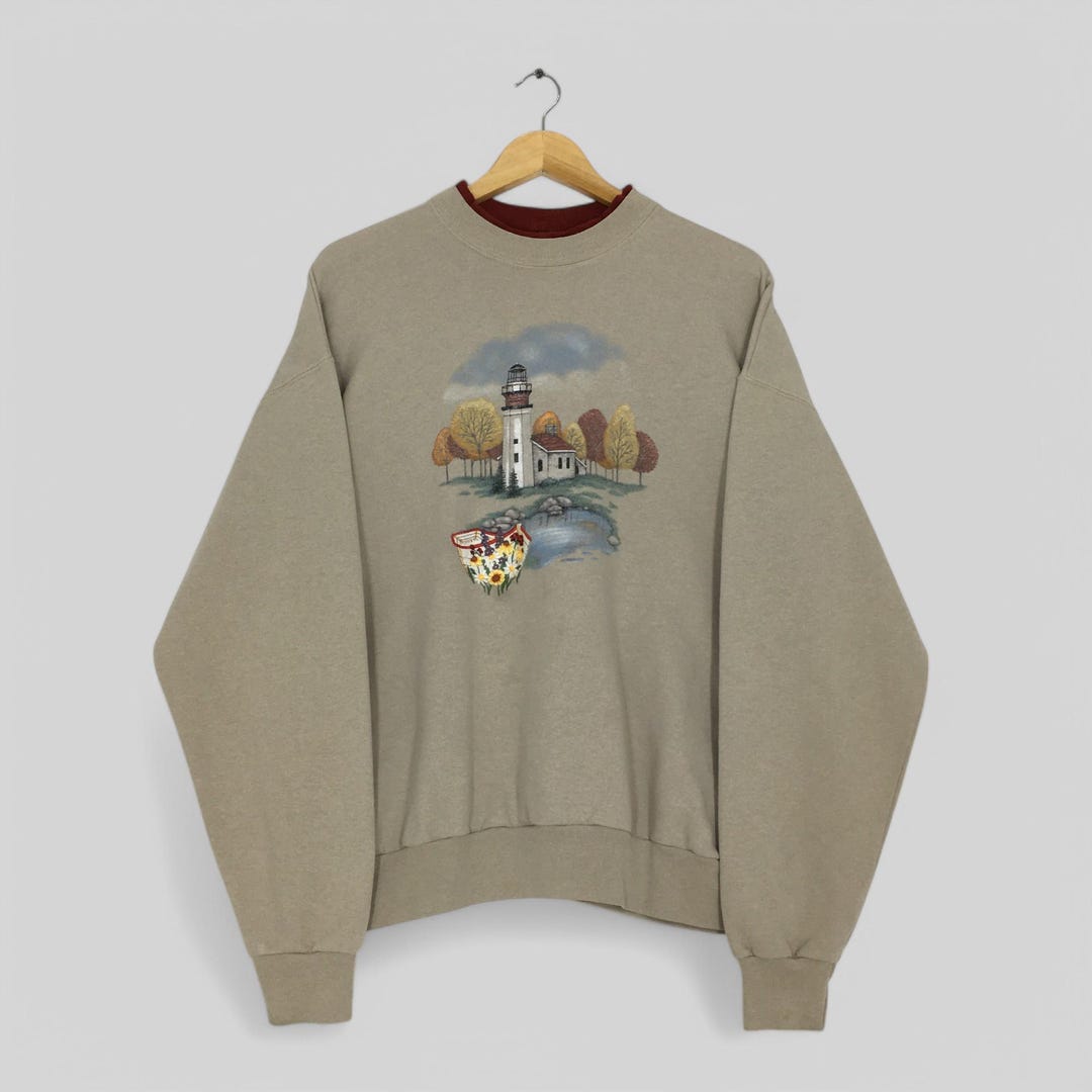 Vintage Morning Sun Lighthouse Art Sweatshirt Large United States ...