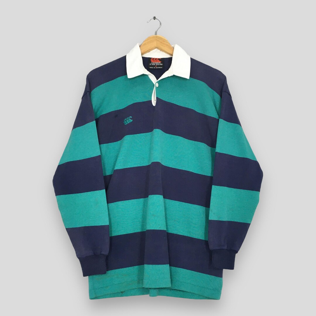 Vintage 90s Canterbury of New Zealand Striped Rugby Shirt Medium ...