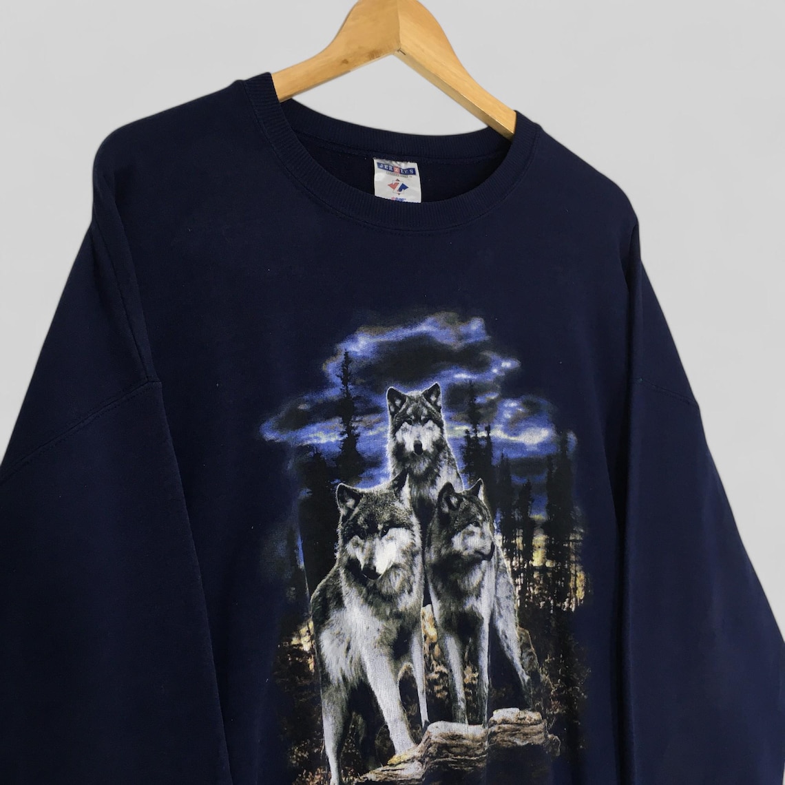 Vintage Y2K Wolves Wildlife Blue Sweatshirt Xlarge Interior Alaskan ...