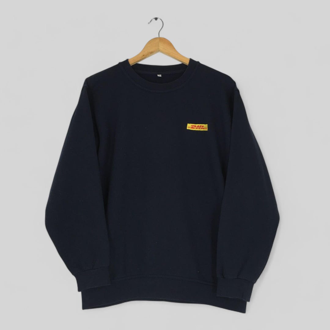 Vintage DHL Express Black Sweatshirt Medium Dhl Delivery Courier Spell ...