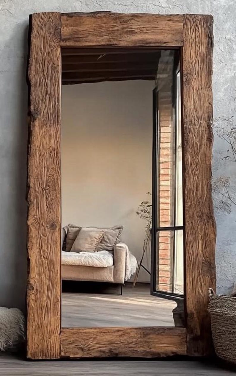 Rustic Farmhouse Floor Mirror, Reclaimed Full Body Wood Mirror, Large ...