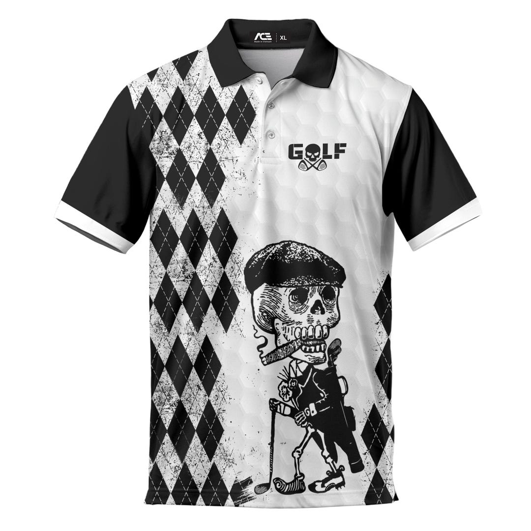 Polo Skeleton Hawaiian Shirts for Men Golf Polos Short Sleeve ...