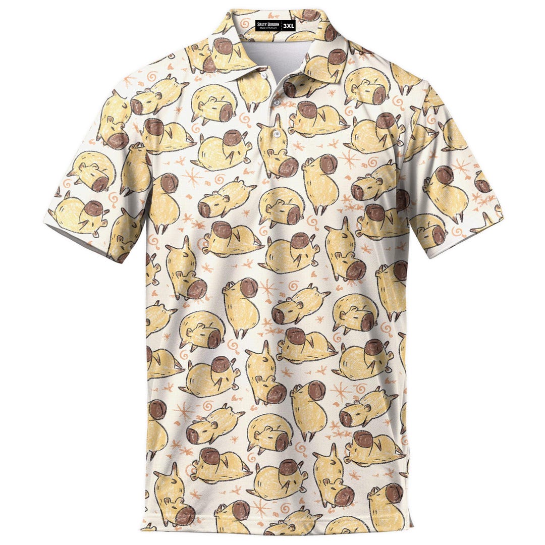 Capybara Hawaiian Polo Shirt - Men's Short Sleeve Vacation Top - Etsy