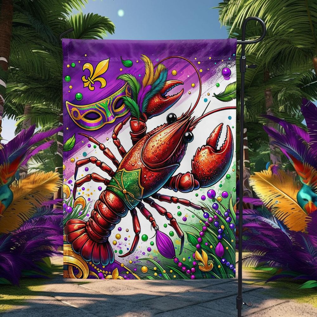 Mardi Gras Crawfish Flag - Etsy