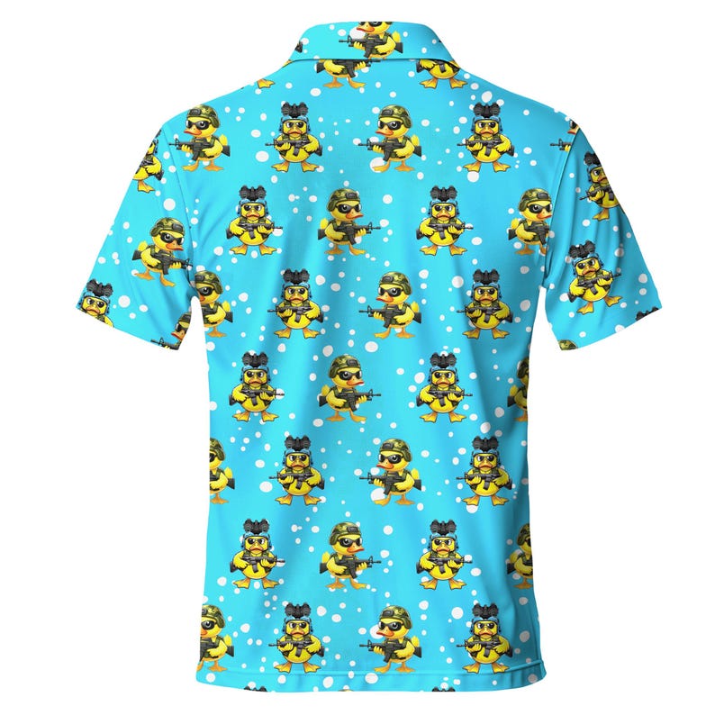 Funny Gun Rubber Duck Polo Shirts for Men Casual Duckies Golf Polos ...
