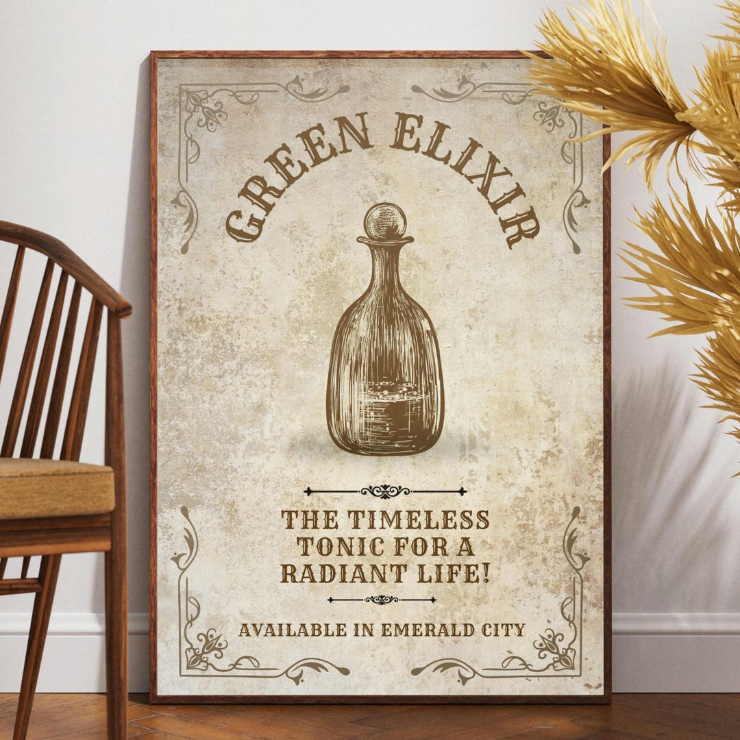 Green Elixir Poster Wicked Printable Poster Green Elixir Bottle Vintage ...