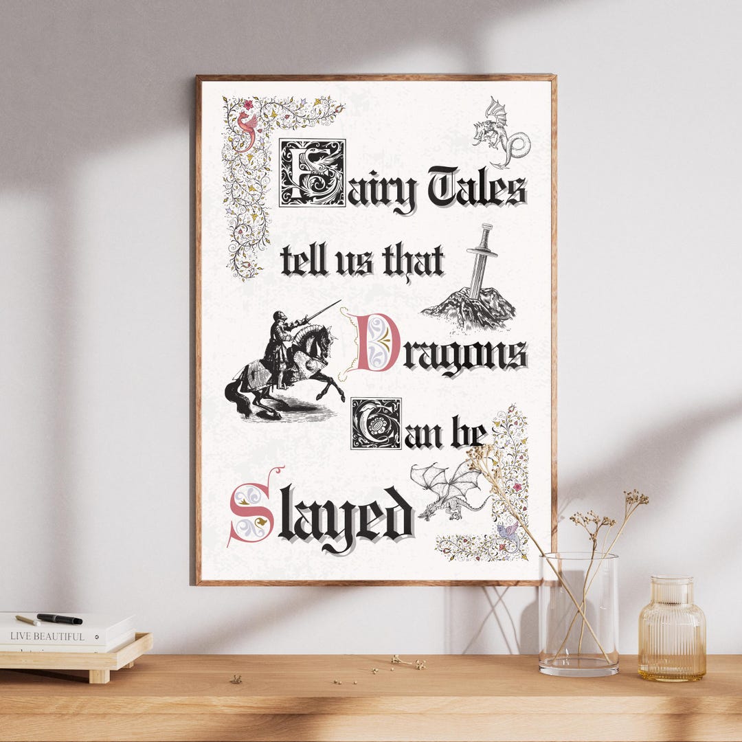 Medieval Poster to Print, Medieval Poster, Castle Core Poster, Dragon ...