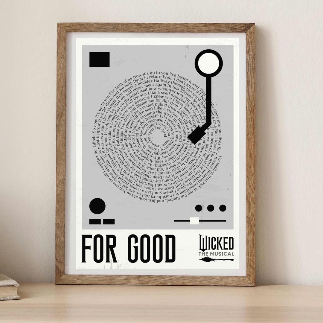 Wicked Inspired Poster to Print, Wicked for Good Lyrics Poster From the ...