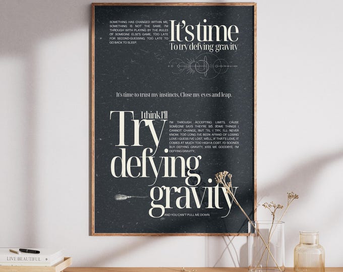 Printable Poster Inspired by Wicked, Lyrics to "defying Gravity" From ...