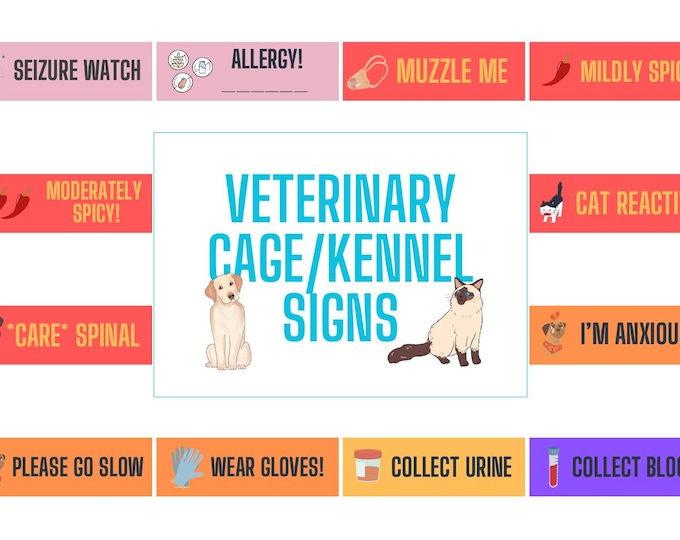 Veterinary Temperament Cage Card Veterinary Clinic Sign Vet Tech Chart ...
