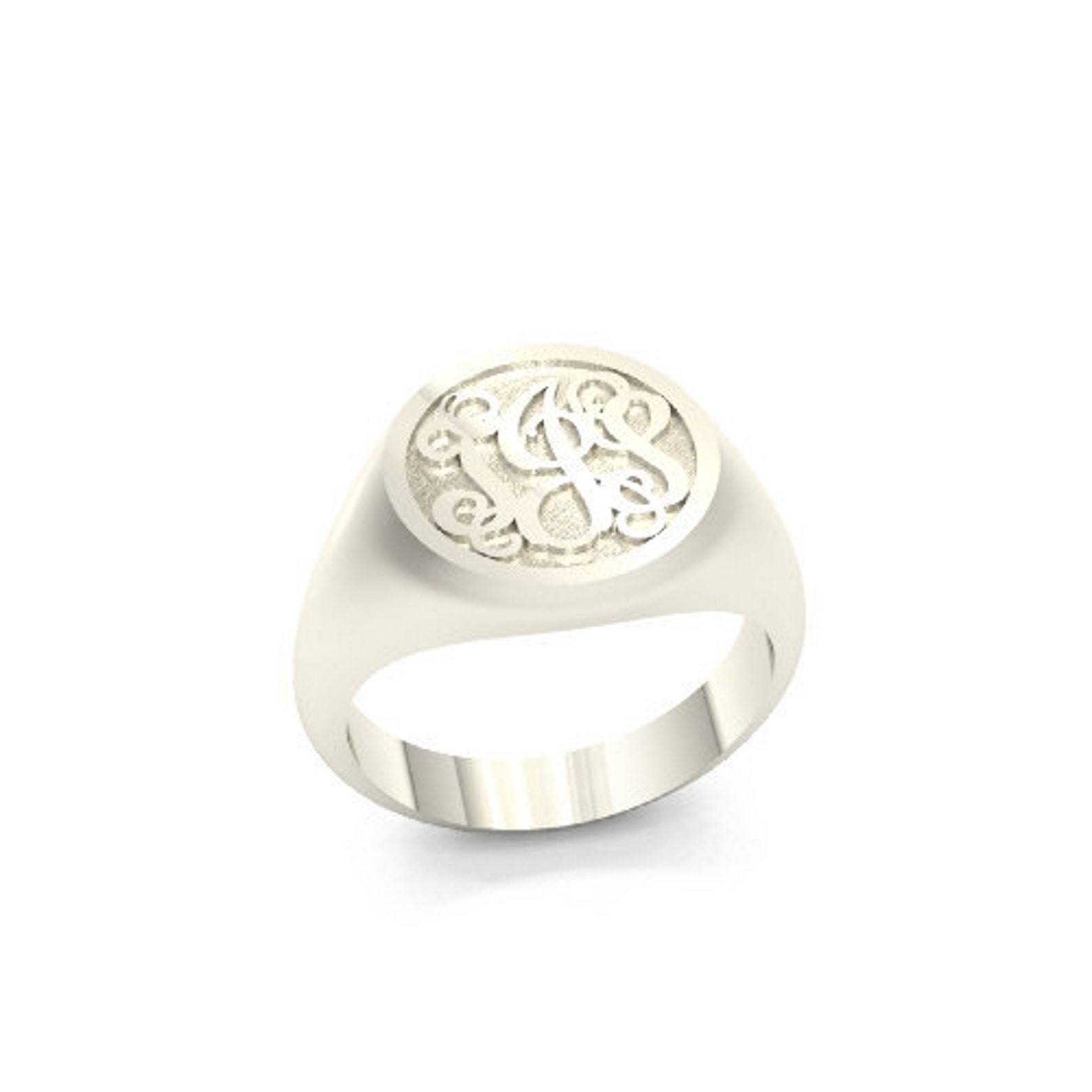 Women's Script Monogram Ring in 14k Gold Signet Ring | Etsy