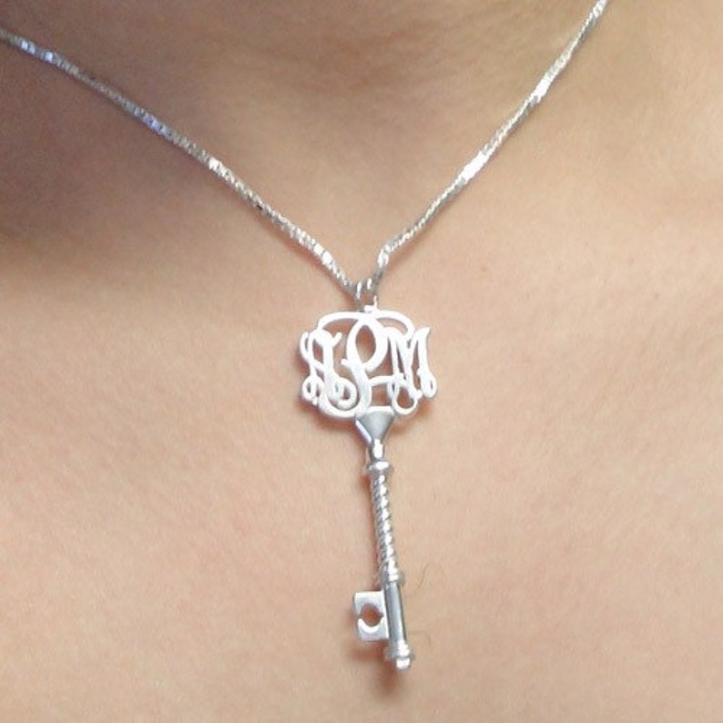 Monogram Key Pendant in Sterling Silver Sterling Silver Monogram ...
