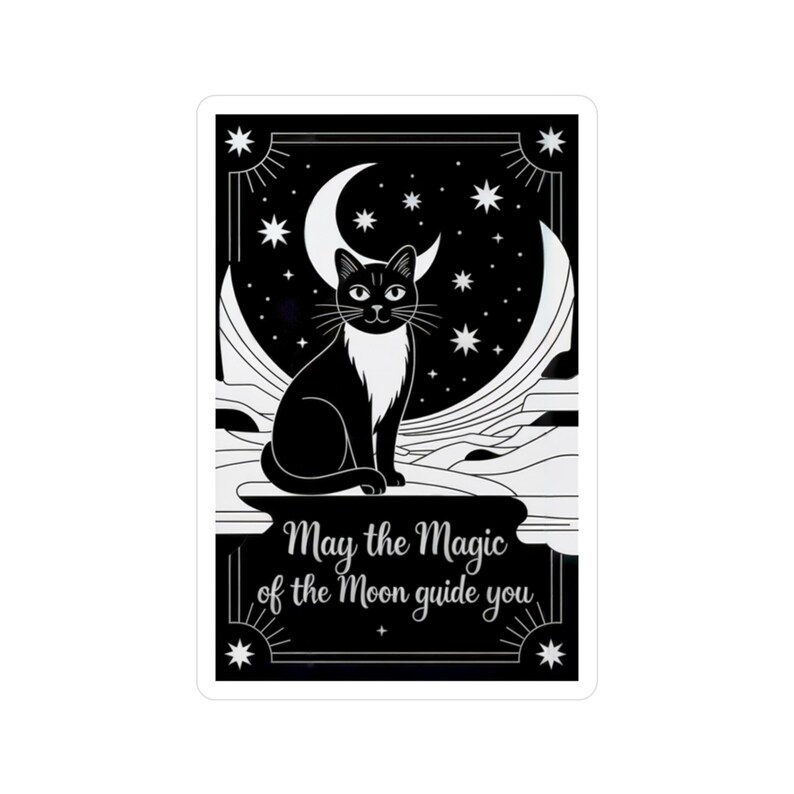 Mystical Black Cat Moon Sticker: Celestial Gothic Vinyl Decal - Etsy UK