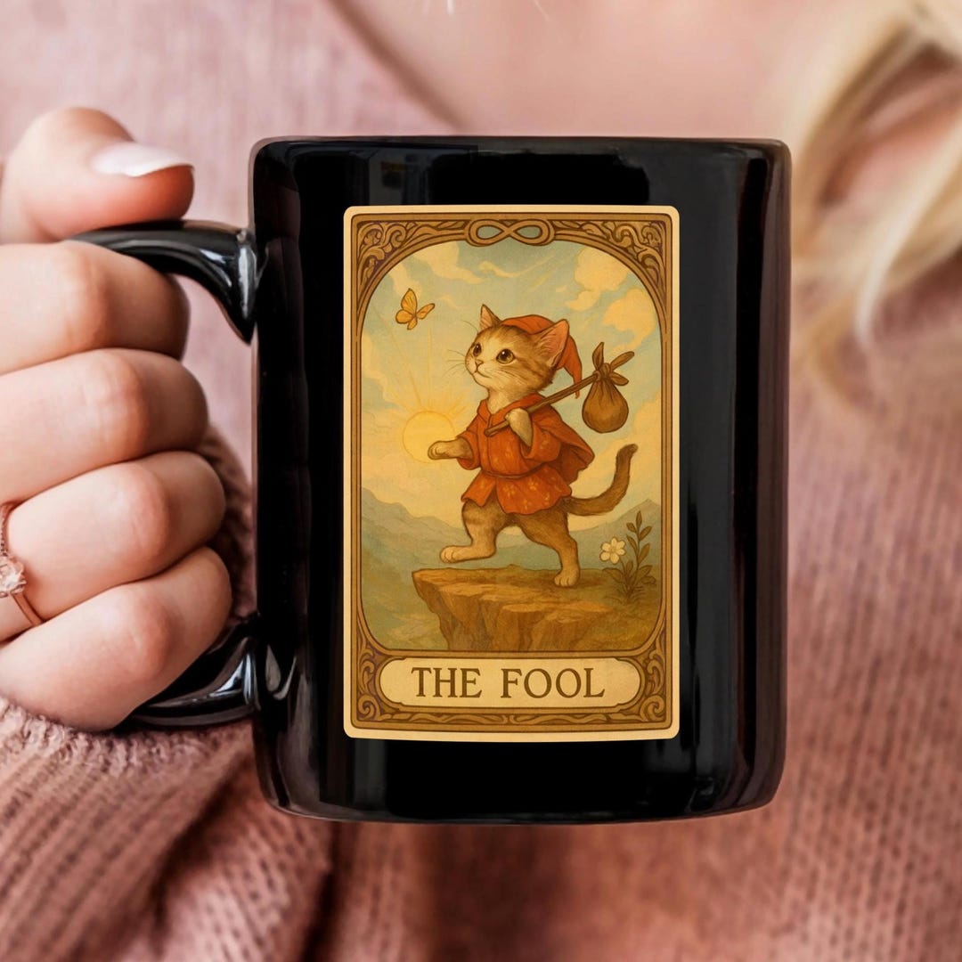 The Fool Tarot Card Cat Mug: Zodiac Themed Coffee Cup - Etsy