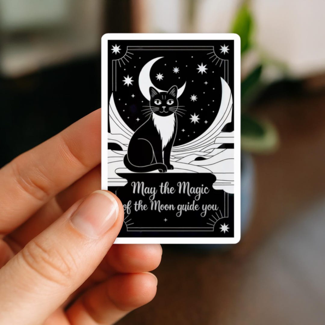 Mystical Black Cat Moon Sticker: Celestial Gothic Vinyl Decal - Etsy UK